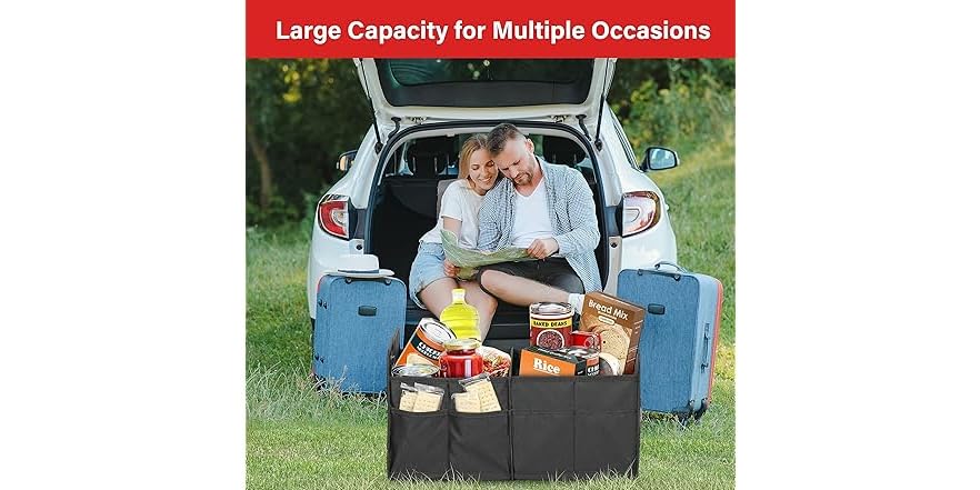 Simple Deluxe Car Trunk Organizer, 2 Compartments