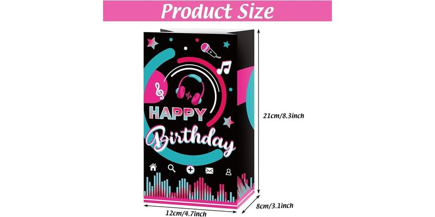 48 Pieces Music Party Paper Bags