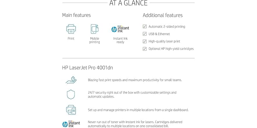 HP LaserJet Pro 4001dn Black & White Printer