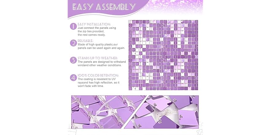 Sequin Wall Backdrop Light Purple