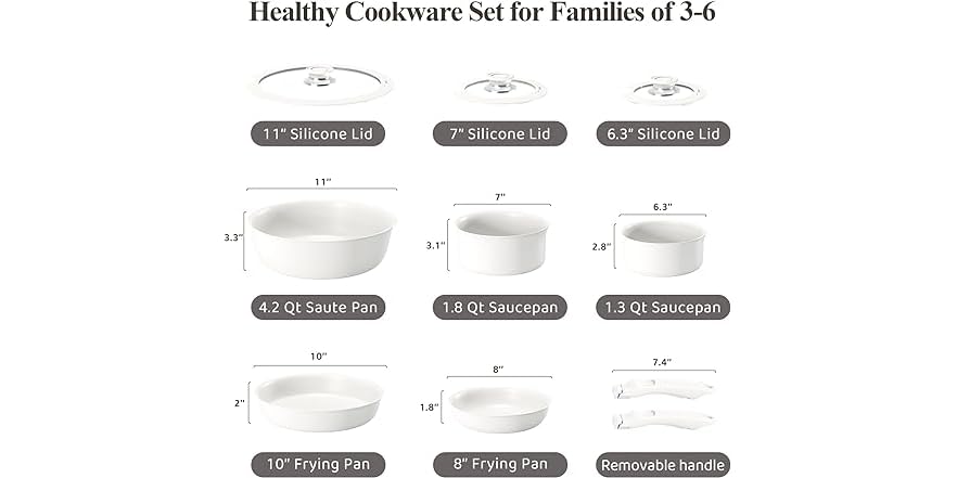 Bazova Healthy Ceramic Cookware Set,10-Pcs Nonstick Pots and Pans Set ...
