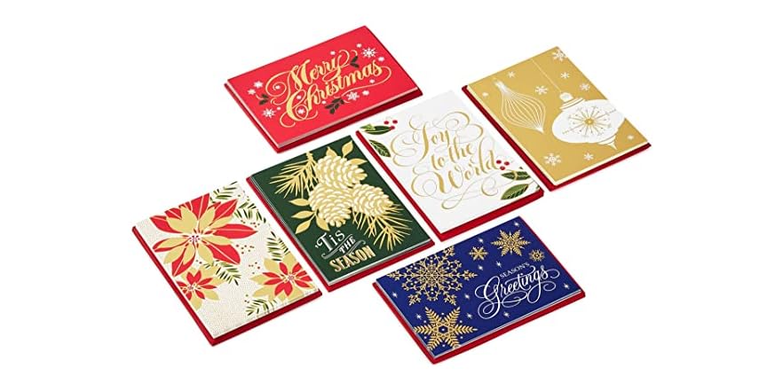 Hallmark Boxed Christmas Cards Assortment, Gold Foil Classic (6 Designs ...