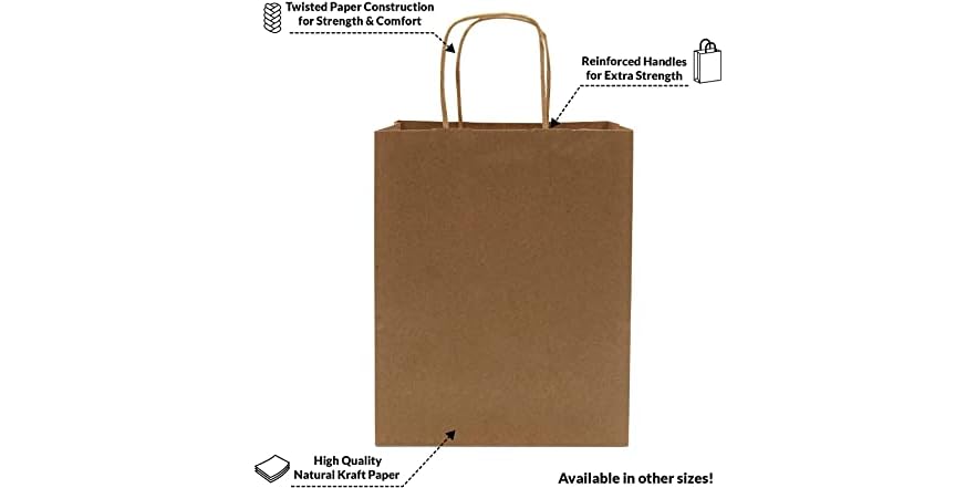 Prime Line Packaging Brown Paper Bags with Handles