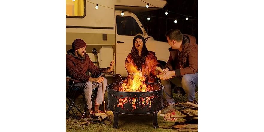 TLGreen Portable Fire Bowl 27" Fire Pit Elk Pattern