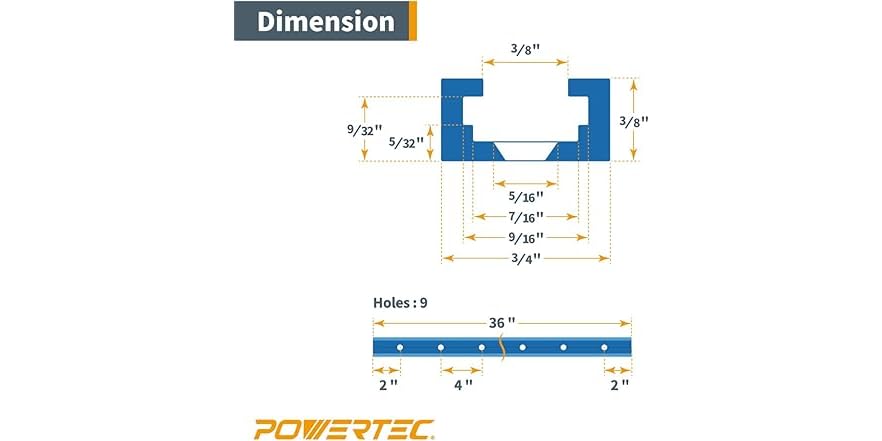 POWERTEC 71887 36 Inch x2 Universal T tr