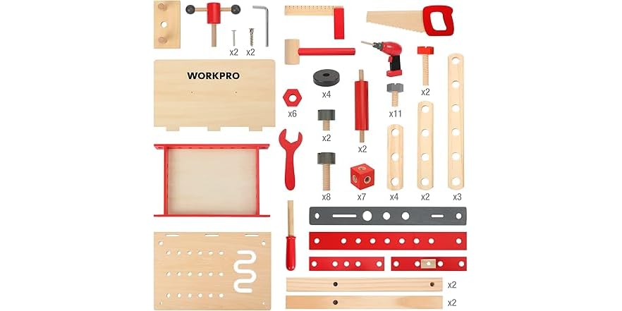 WORKPRO Wooden Workbench Kit Kids Tool Bench