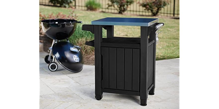 Keter Unity Portable Outdoor Table and Storage Cabinet-DK Grey