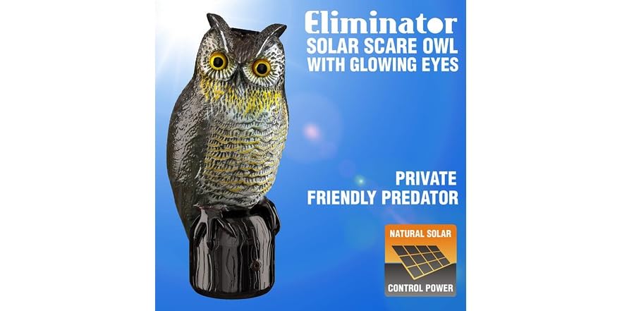 Owl Decoy - Solar Powered & Motion Activated