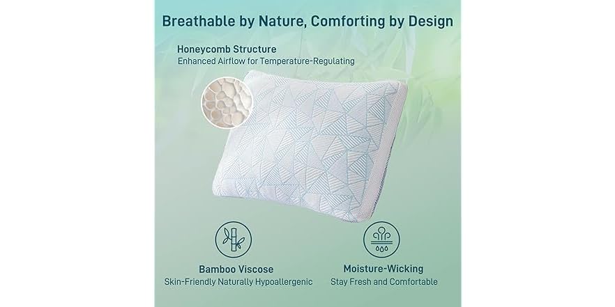 Sylvaris Memory Foam Pillows 2 Pack Queen