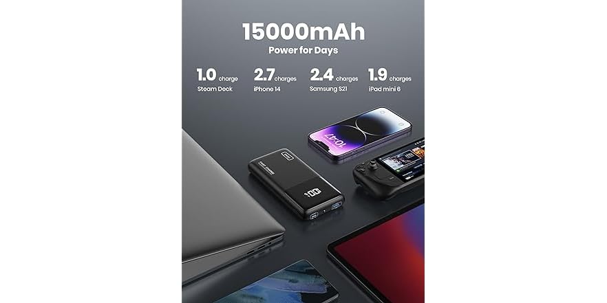 INIU 15000mAh 45W USB-C Power Bank with Fast Charging