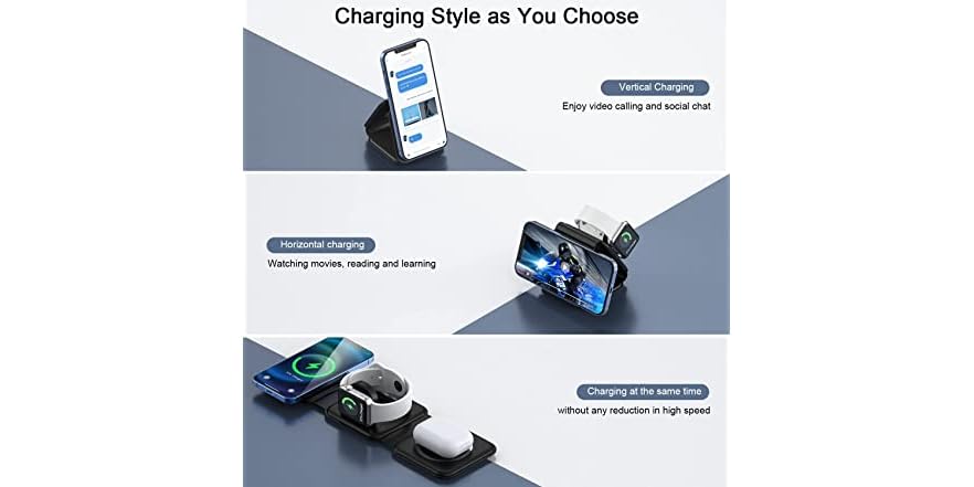 RTOPS 3 in 1 Magnetic Foldable Wireless Charging Station