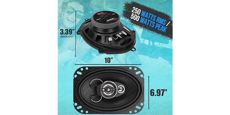 Pyle 4 Way 6x9 Inch 500 Watt Quadriaxial