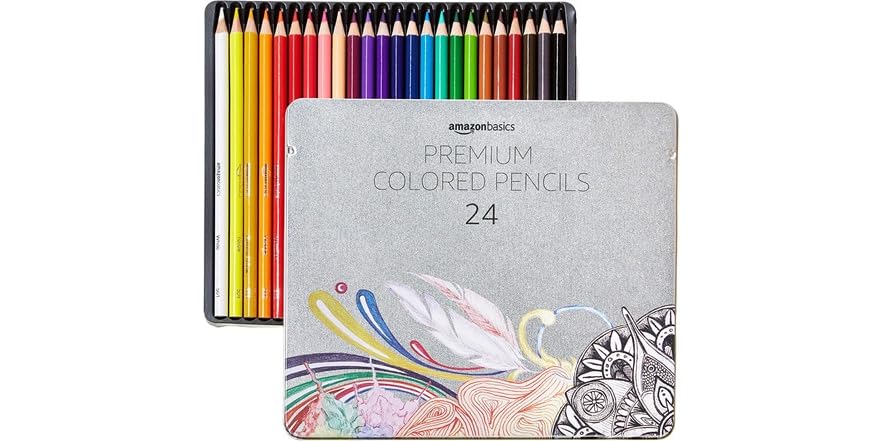 Amazon Basics Premium Colored Pencils, 24 Count