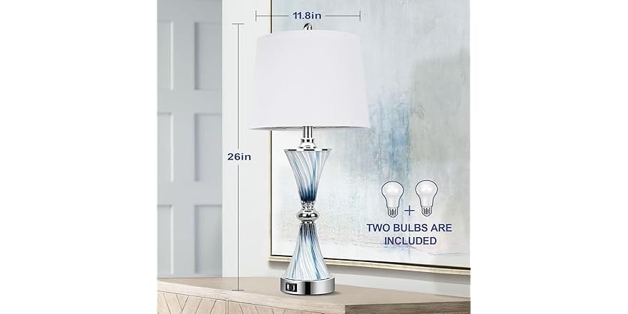 Hamucd Touch Blue Glass Table Lamps