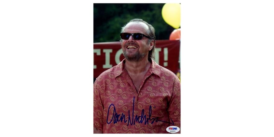 Jack Nicholson Signed Smiling In Red Shirt w/ Sunglasses On 8x10 Photo