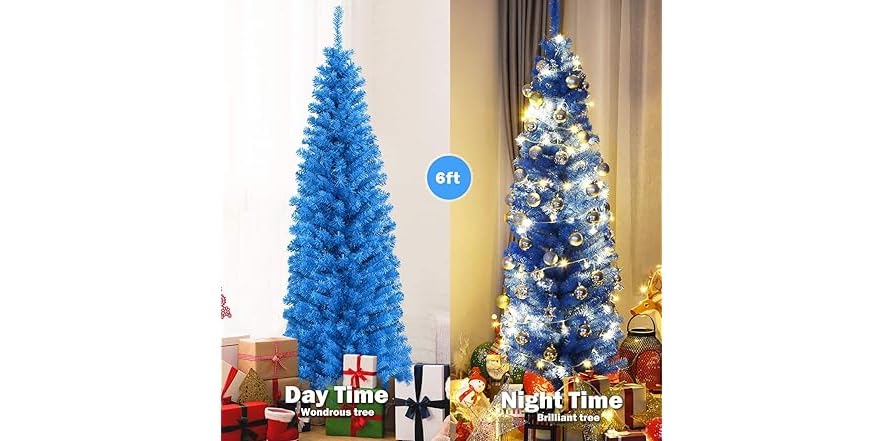 CHEFJOY 6FT Blue Pencil Christmas Tree