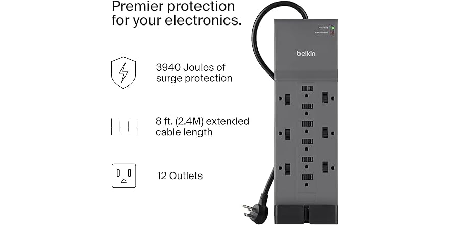 Belkin 8FT 12-Outlet Surge Protector Power Strip