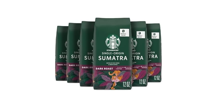 (6 Pack) Starbucks Sumatra Whole Bean, 12oz
