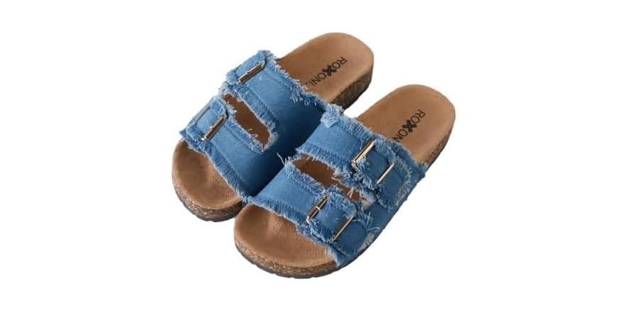 Roxoni Women's Double Buckle Slides