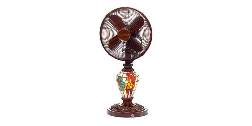 Mosaic Glass Fan/Lamp - Rooster