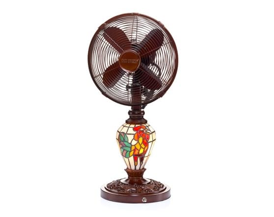 Mosaic Glass Fan/Lamp - Rooster