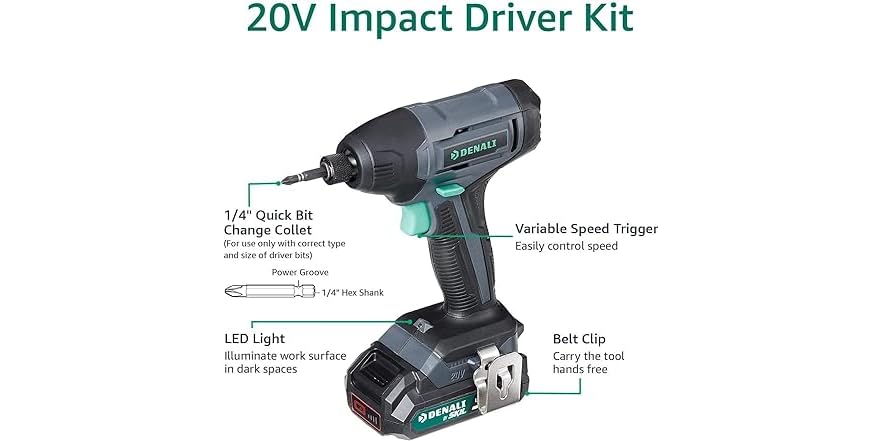 Denali by SKIL 20V Cordless Impact Driver Kit