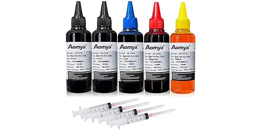 5 Pack 100ml Canon Inkjet Ink Refill Kit