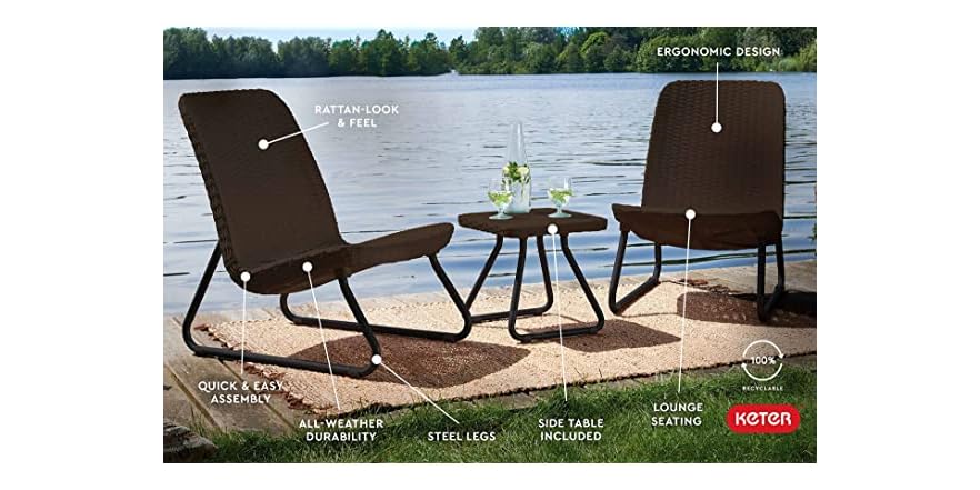 Keter Rio 3 Piece Resin Wicker Set
