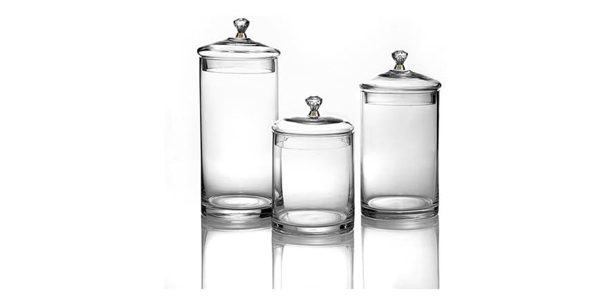 Style Setter/Soho 3-Pc Glass Canisters w/Gold Knobs