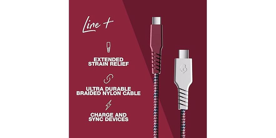 Skullcandy Line+ Braided 60W USB-C Charging Cable - 4 Feet