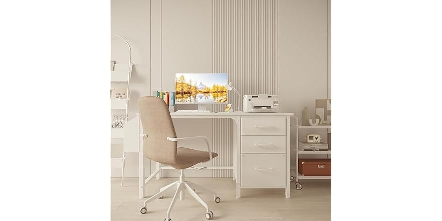 Lufeiya Desk with Fabric File Drawers