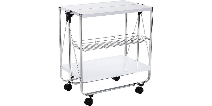 Modern Foldable Kitchen Cart- White (Open Box)