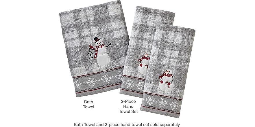 SKL Home Christmas/Winter/Gift Whistler Snowman Bath Towel, Gray