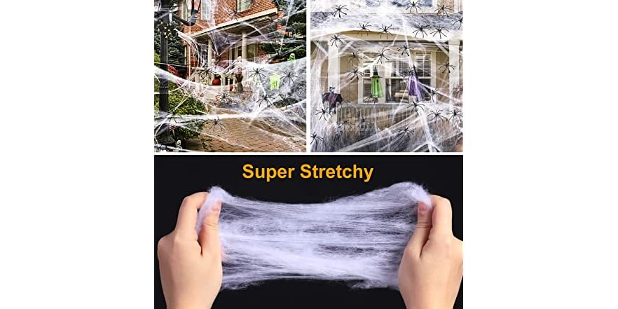 Stretch Spider Web with 25 Fake Spiders