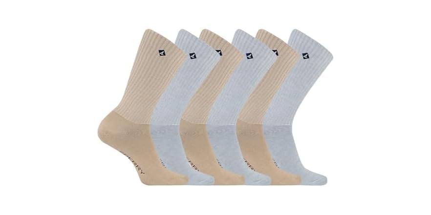 Sperry Womens Grey Crew Socks 6pk (4-10)