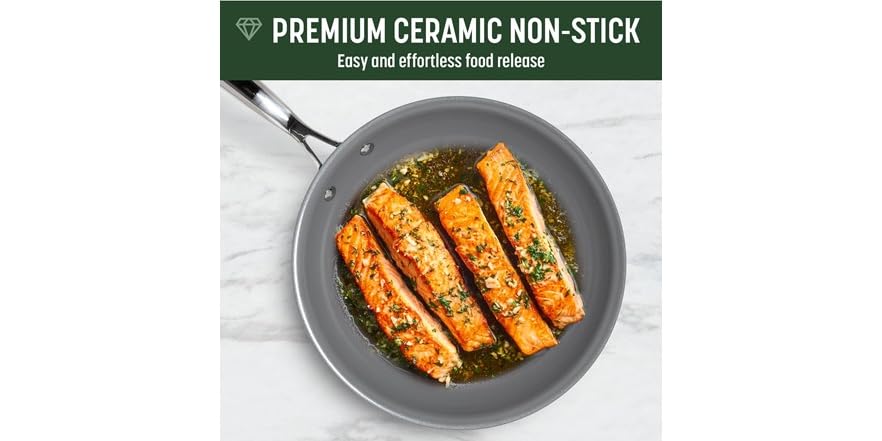 Goodful Ceramic Nonstick Pots and Pans Set, 12-Piece