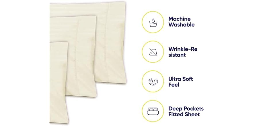 Dobby Stripe Queen Sheets - 6 Piece 1500