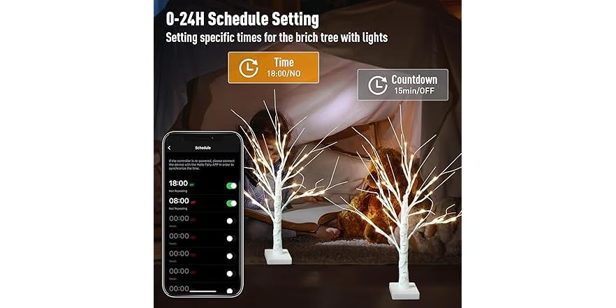 Aoycocr 2Pack 2FT Smart Lighted Birch Tree