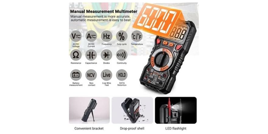 Digital Multimeter, LED Intelligent Indicator Jack