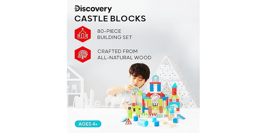 Discovery Kids Discovery Wood Castle Blocks 80-Piece