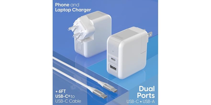 TALK WORKS 45W Dual Port Wall Charger w/USB-C Cable
