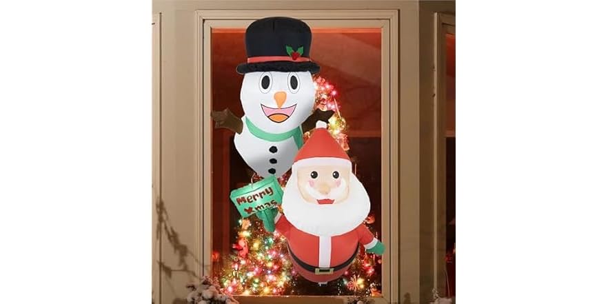 Santa and Frosty Duo Window Inflatable