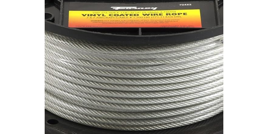Forney Vinyl Coated Wire Rope, 250-ft