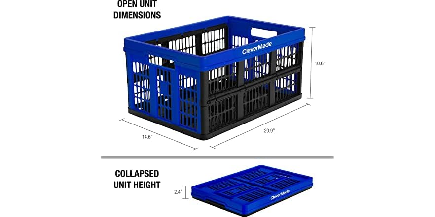 CleverMade 3PK 45L Open Wall Crate Royal Blue