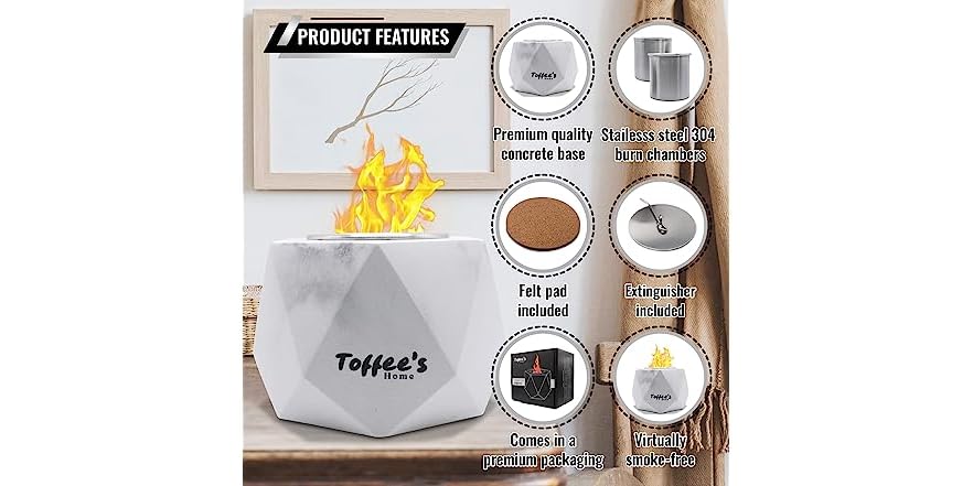 Toffee’s Home Concrete Tabletop Fire Pit Bowl