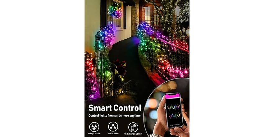 Popotan Wifi Outdoor Christmas Lights 33Ft