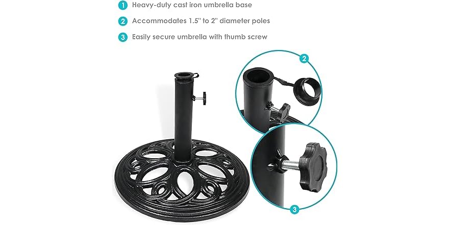 Sunnydaze Black 18" Cast Iron Patio Umbrella Base