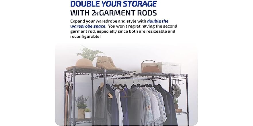 MonsterRax Expandable Clothing Rack, 14in x 72in