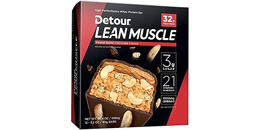 Detour Lean Muscle Whey Protein Bar, Peanut Butter Chocolate Crunch
