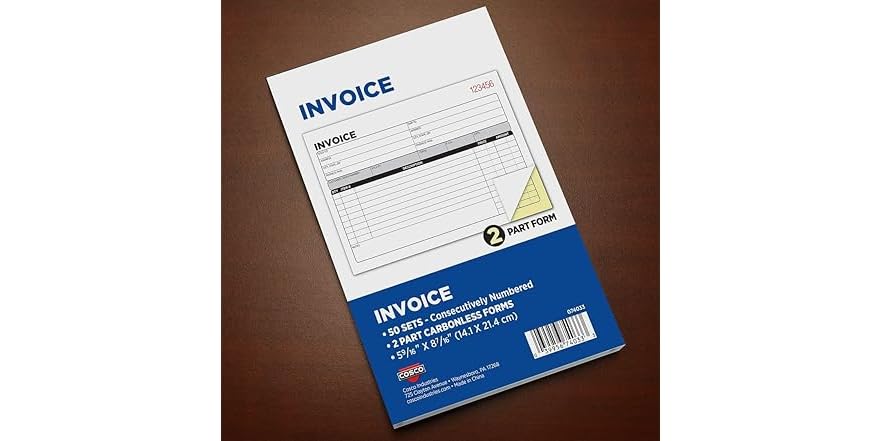 Cosco COSCO 2-Part Carbonless Invoice Book with Wrap-Around